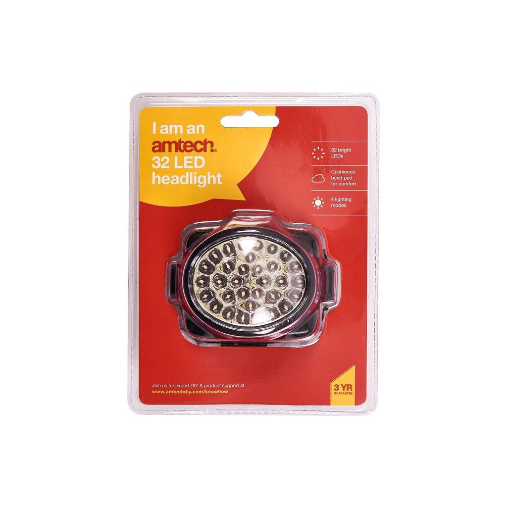Amtech Head Light Torch 32 Ultra Bright LED Adjustable Headband - S151 ...