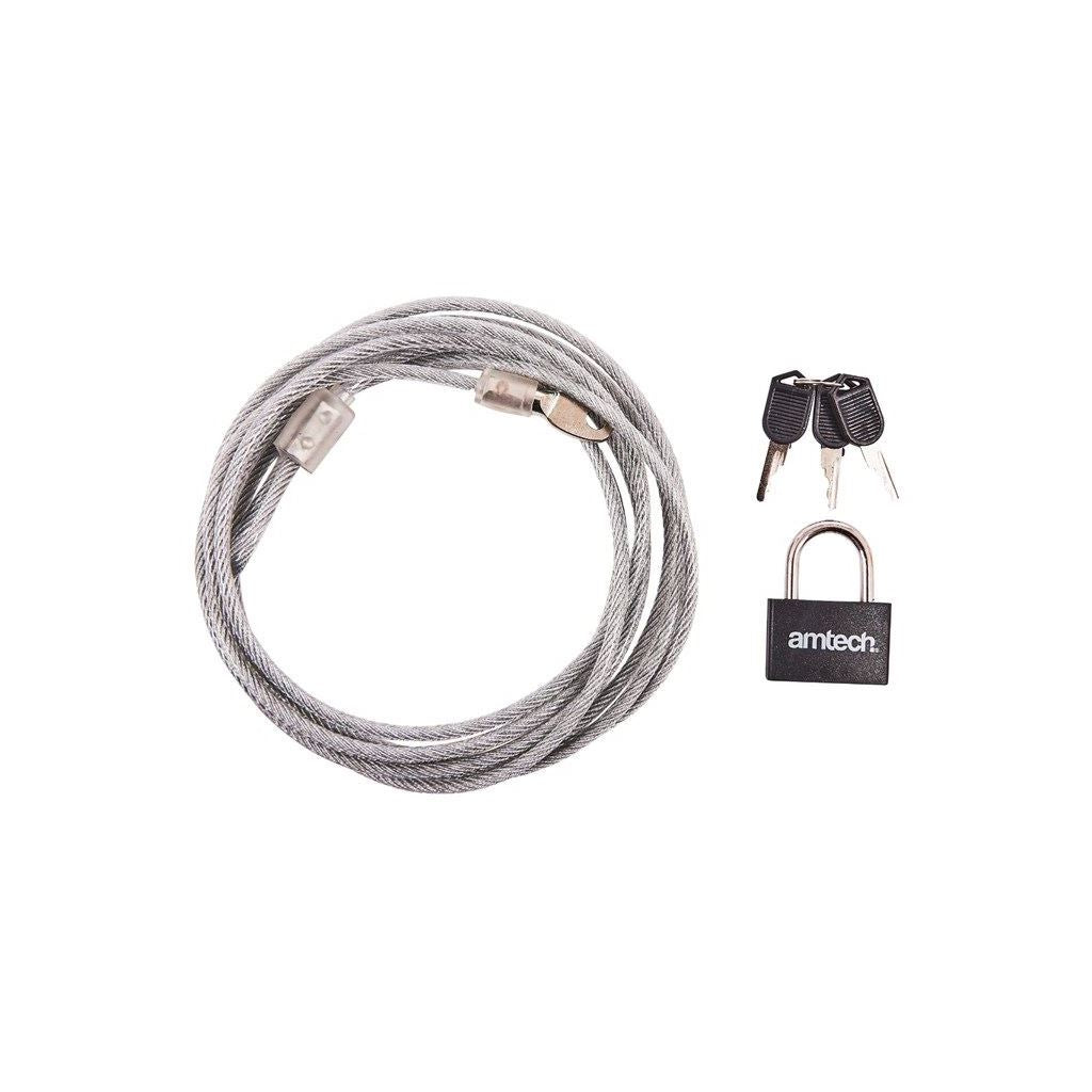 Amtech 3M X 4mm Security Cable & Padlock - T1695 – CardiffTools