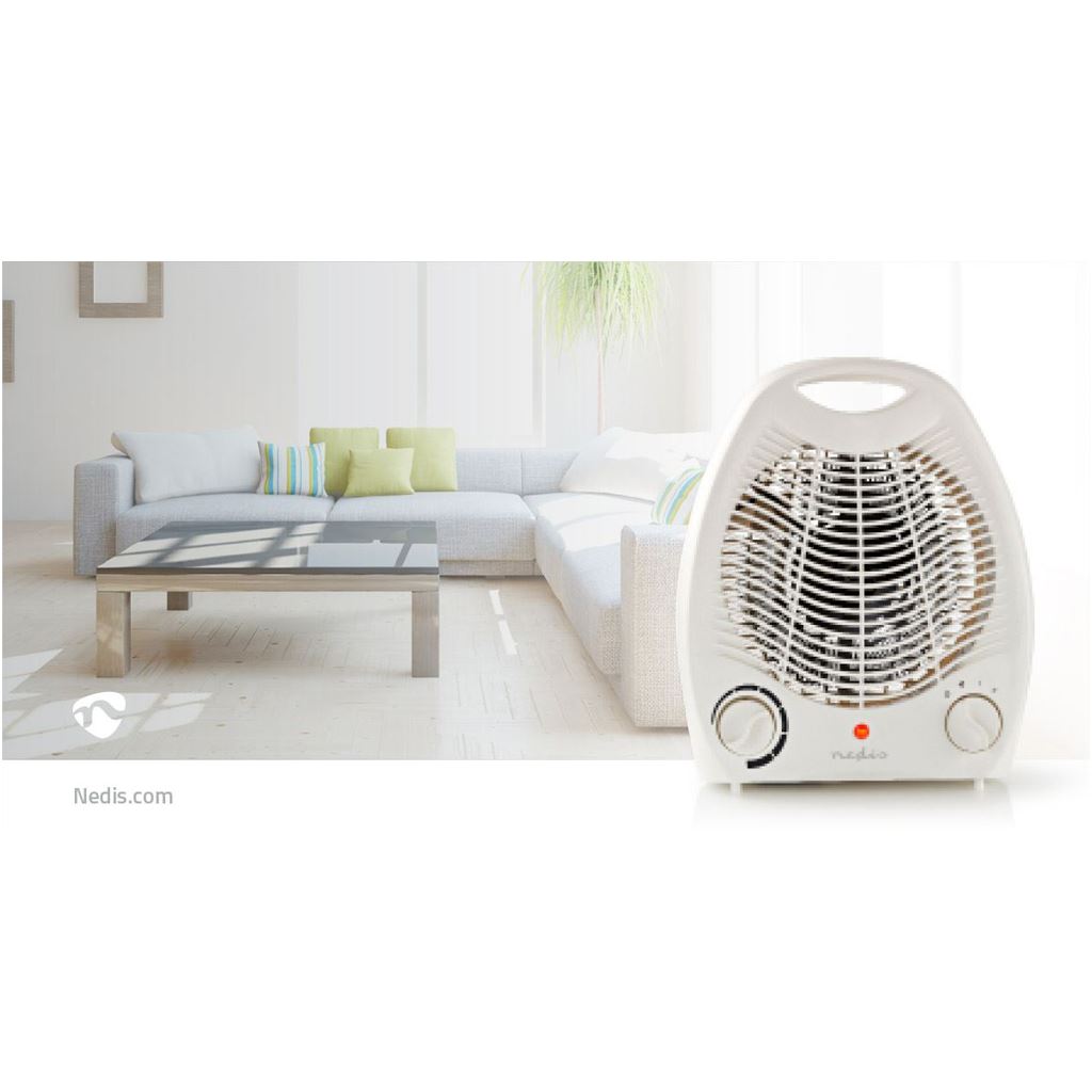 Nedis Fan Heater 1000 / 2000W Adjustable thermostat 2 Heat Settings Wh ...