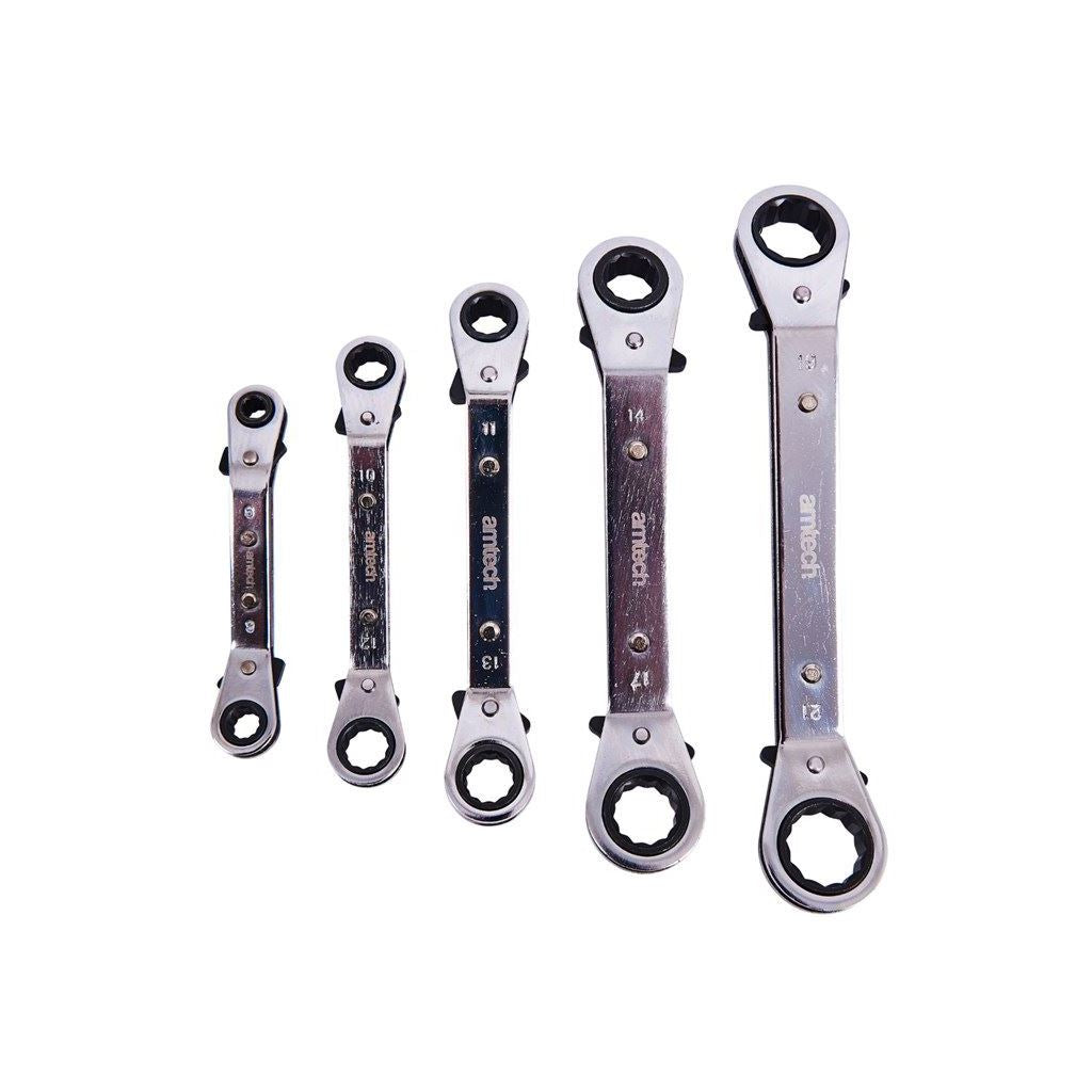 Amtech 5 Piece Offset Ratchet Ring Wrench Spanner Set Metric Hand Tool ...