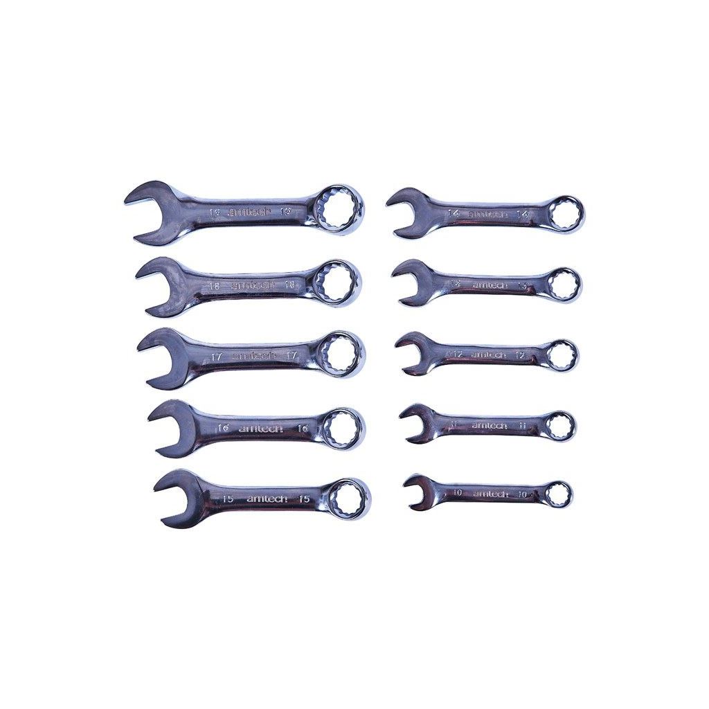 Amtech 10x Stubby Combination Wrench Set 10mm-19mm Short Ring Spanner ...