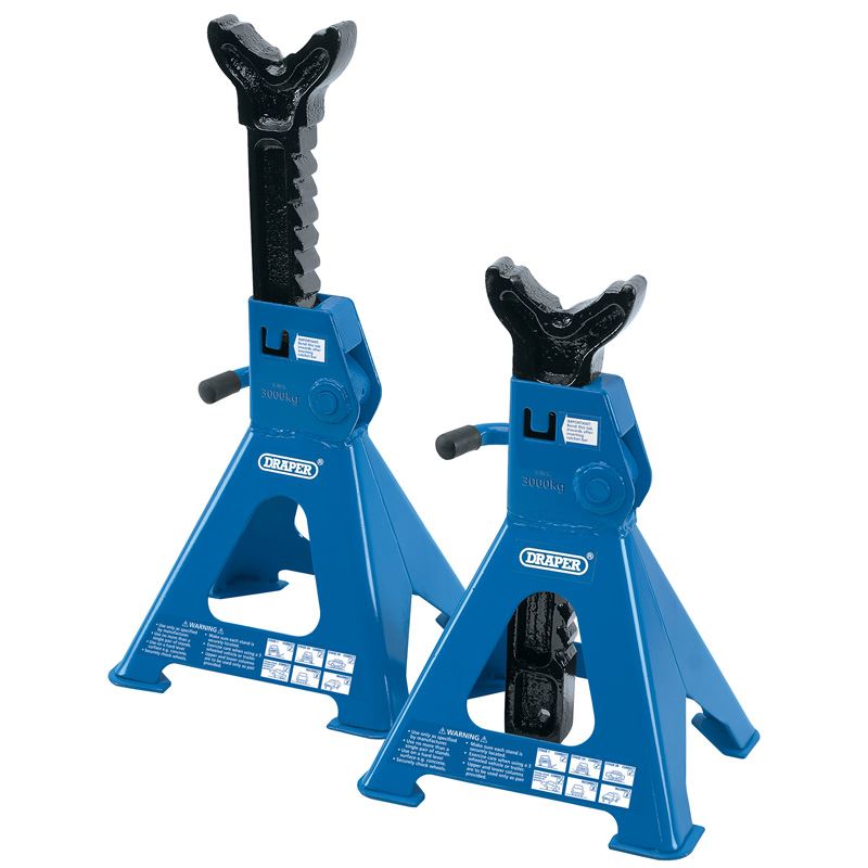 Draper 3 tonne Ratcheting Axle Stands (Pair) AS3000R - 30881 – CardiffTools